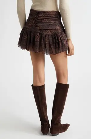 SIEDRES Kaia Geo Print Tiered Metallic Chiffon Miniskirt - Brown Multi