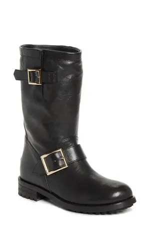 JIMMY CHOO Biker Leather Boots - Black
