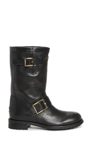 JIMMY CHOO Biker Leather Boots - Black