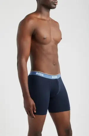 BOSS 3-pack Power Stretch Cotton Long Boxer Briefs - Navy