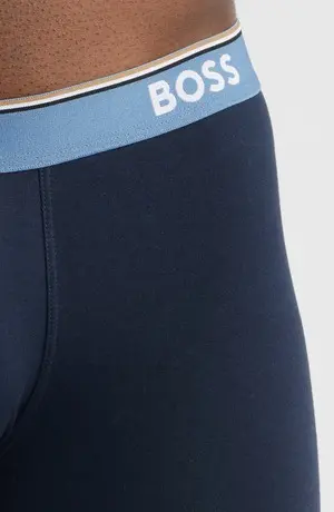 BOSS 3-pack Power Stretch Cotton Long Boxer Briefs - Navy
