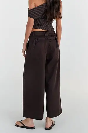 Free People Silverlake Wide-leg Chino Trousers - Chocolatier