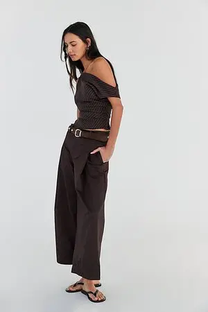Free People Silverlake Wide-leg Chino Trousers - Chocolatier