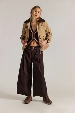 Free People Silverlake Wide-leg Chino Trousers - Chocolatier