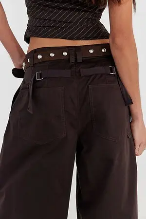 Free People Silverlake Wide-leg Chino Trousers - Chocolatier