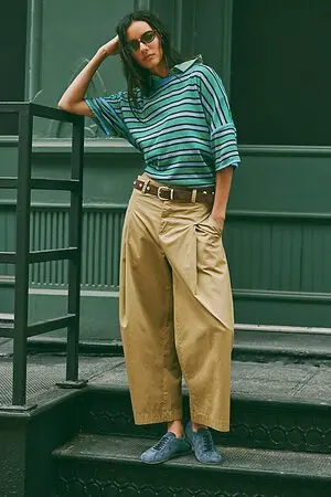 Free People Silverlake Wide-leg Chino Trousers - Dill Seed