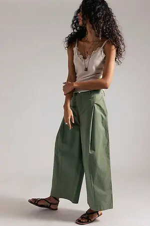 Free People Silverlake Wide-leg Chino Trousers - Mistletoe