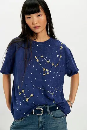 DENIM AND BONE Constellation Embroidered Tee