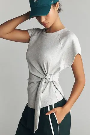 DAILY PRACTICE BY ANTHROPOLOGIE Belted Short-sleeve Pullover - Light Grey
