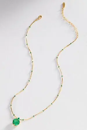 Anthropologie Floating Crystal Pendant Necklace - Green