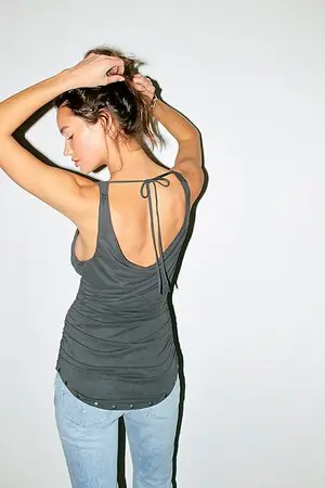 Free People Knit Top With Cowl Neckline - Washed Black