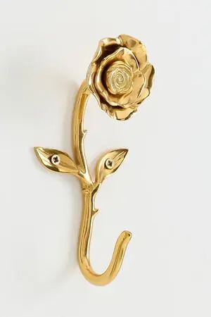 Anthropologie Brass Rose Hook - Warm Polished Brass