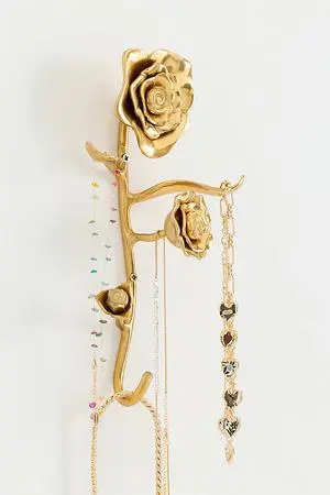 Anthropologie Brass Rose Jewelry Rack - Warm Polished Brass