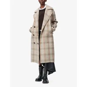 Loewe Double-breasted Checked Wool-cashmere Blend Coat