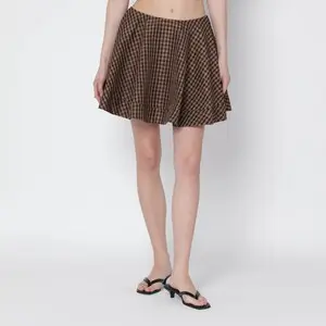 GANNI Gingham Flared Mini Skirt