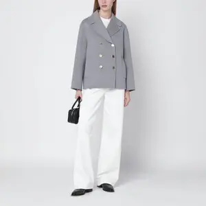 Max Mara Air-jacket In Wool Drap - Blue