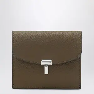 TOTEME Taupe Grained-leather T-lock Card Holder - Grey