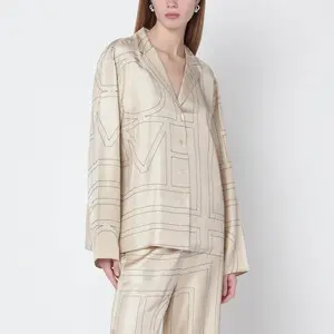 TOTEME Silk Monogram Pajama Shirt