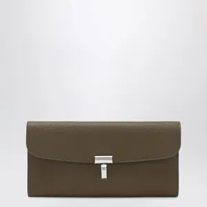 TOTEME Taupe Grained-leather T-lock Wallet - Grey