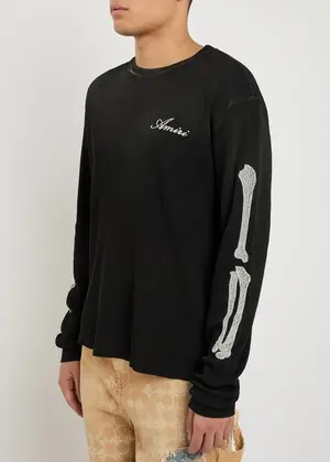 Amiri Embroidered Waffle Stretch-cotton Top