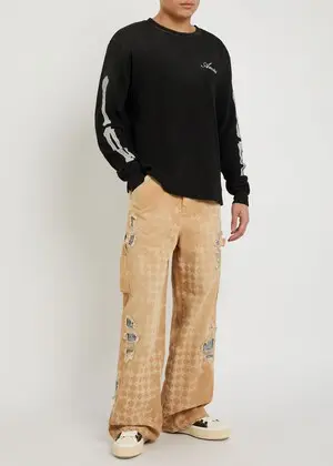 Amiri Embroidered Waffle Stretch-cotton Top