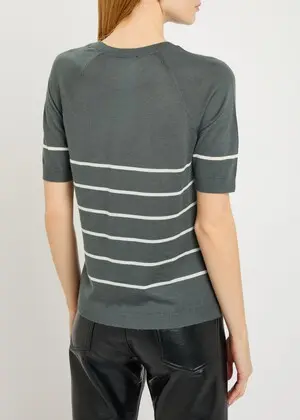 Max Mara Striped Wool And Cashmere-blend T-shirt