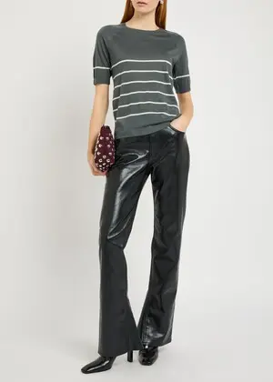 Max Mara Striped Wool And Cashmere-blend T-shirt