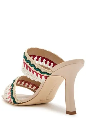 Manolo Blahnik Mabecomu 90 Woven-strap Leather Sandals