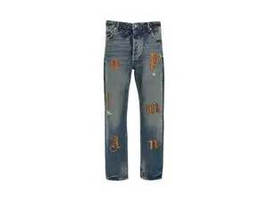 Palm Angels 5 Pocket Straight Leg Jeans - Blue/brown