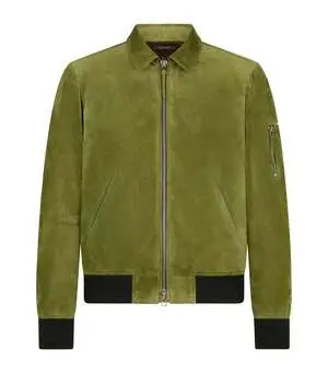 TOM FORD Calf Leather Bomber Jacket - Green