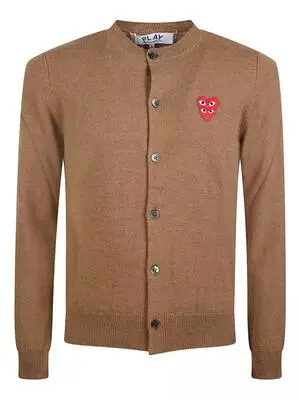 Play Comme Des Garcon Heart-appliqué Buttoned Wool Cardigan