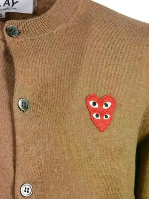 Play Comme Des Garcon Heart-appliqué Buttoned Wool Cardigan