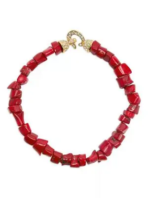 Timeless Pearly Beaded Necklace - Red