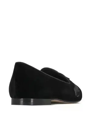 ARTEANA Velvet Loafers With Feather Embellishment