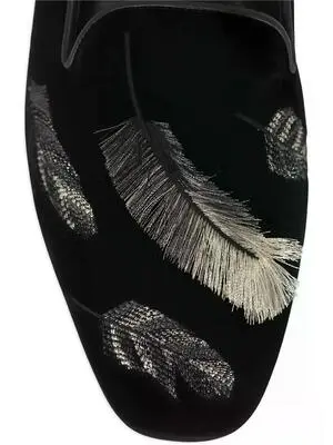ARTEANA Velvet Loafers With Feather Embellishment
