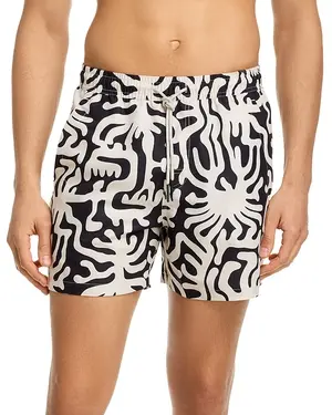 Oas Loefy Patterned Swim Shorts - Black