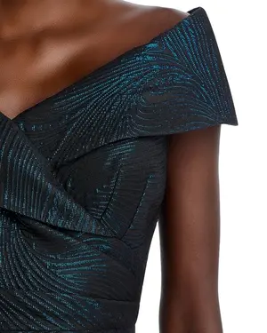 Rickie Freeman For Teri Jon Metallic Jacquard Gown