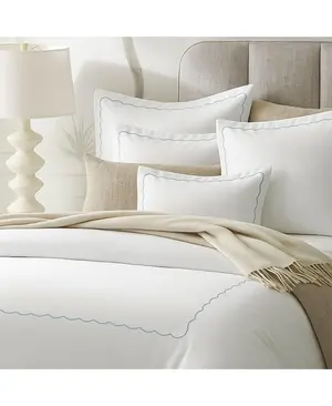 DOMANI HOME Scallop Hotel Duvet Cover Set 4 Piece Set - Blue