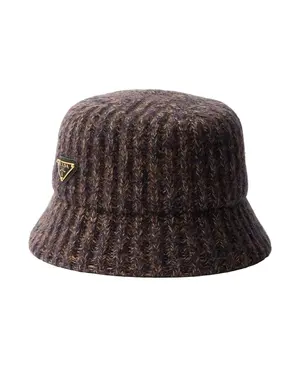 Prada Mélange Knit Bucket Hat - Blue