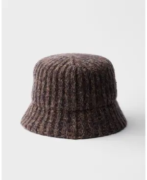 Prada Mélange Knit Bucket Hat - Blue