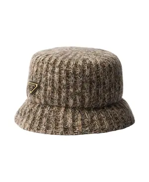 Prada Mélange Knit Bucket Hat - Brown