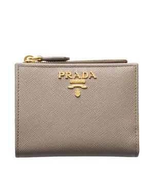 Prada Small Saffiano Leather Wallet - Gold/silver