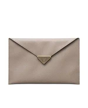 Prada Saffiano Leather Card Holder - Gold/silver
