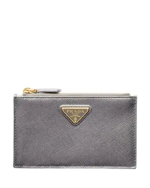 Prada Saffiano Leather Card Holder - Gold/silver