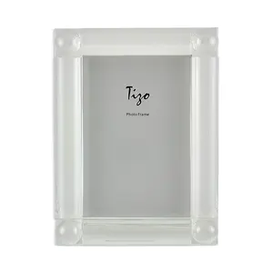 TIZO Crystal Glass Frame With Four Corner Balls, 4 X 6 - White
