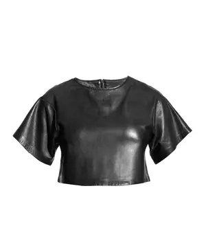 AS By DF Beck Upcycled Leather Tee - Black