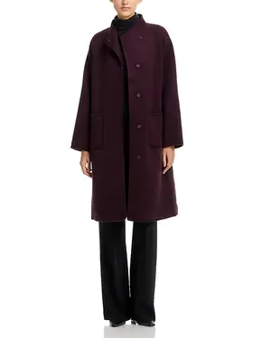 Eileen Fisher High Collar Wool Coat