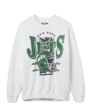 Junk Food Clothing Nfl New York Jets Fleece Crewneck - White