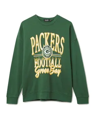 Junk Food Clothing Nfl Green Bay Packers Lateral Crew Fleece - Hunter