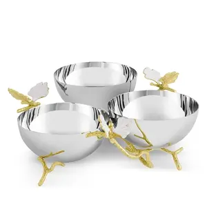 Michael Aram Butterfly Gingko Gold Tone Triple Bowl - No Color
